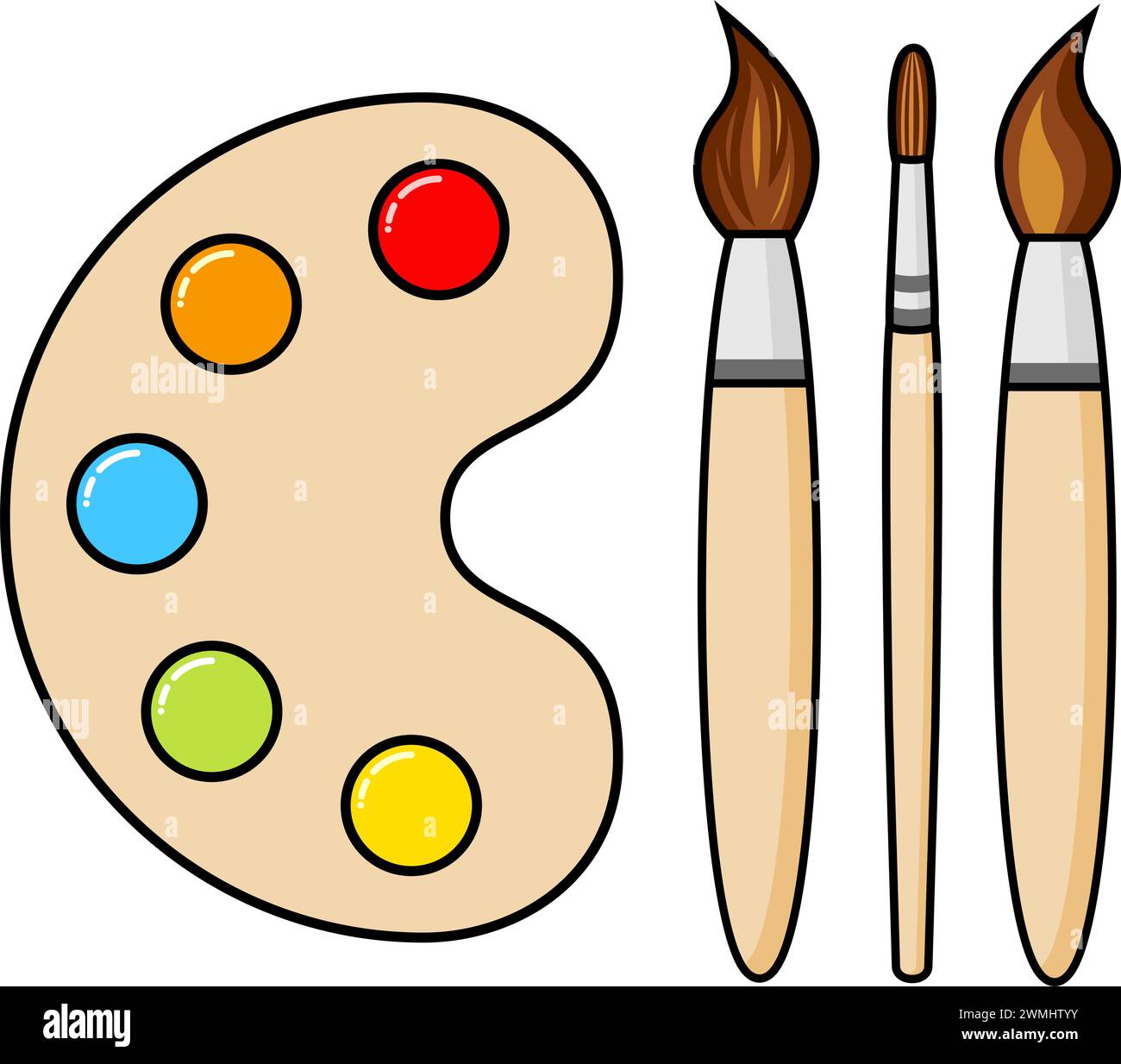 Wooden paint brushes vector vectors hi-res stock photography and images ...