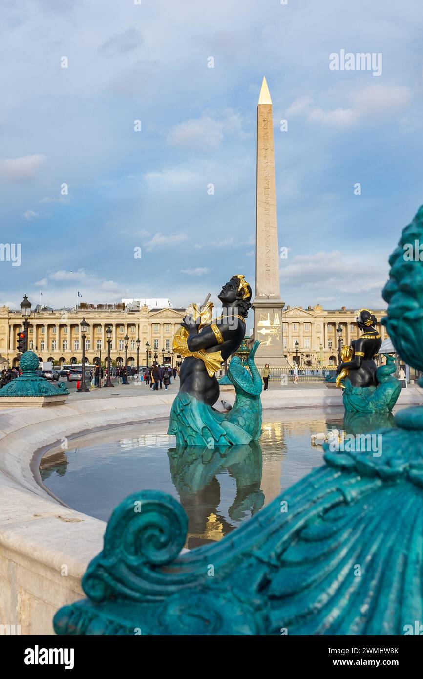 Paris, France, 2023. Place de la Concorde, the Luxor Obelisk is ...