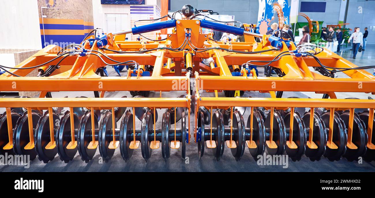 Disc harrow roller for agricultural transport on exhibition Stock Photo ...