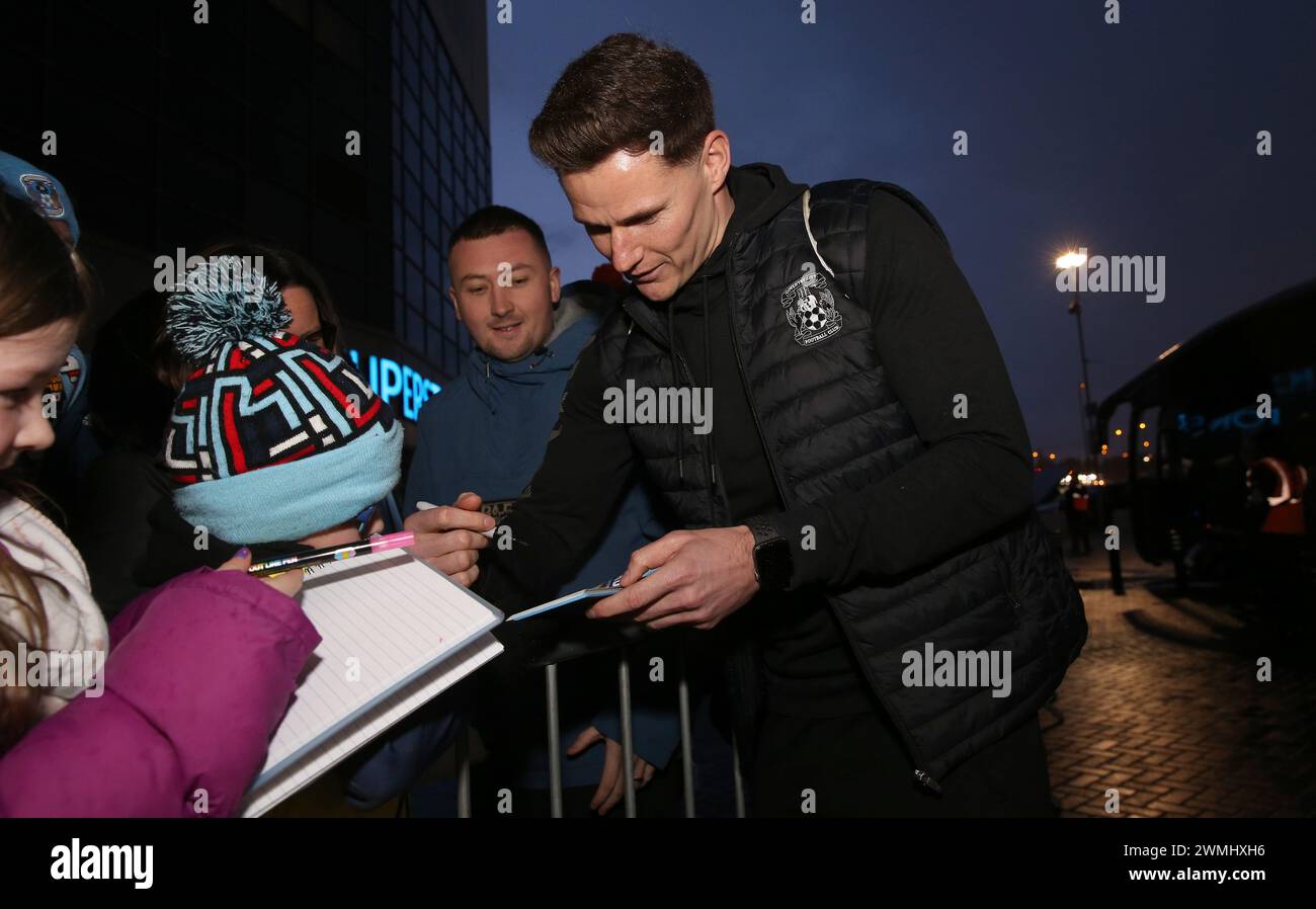 Coventry City Goalkeeper Ben Wilson Signs Autographs As The Team