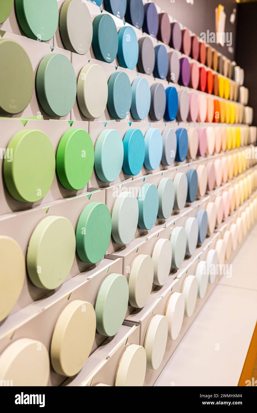 Paint colour palette on display in a store Stock Photo - Alamy