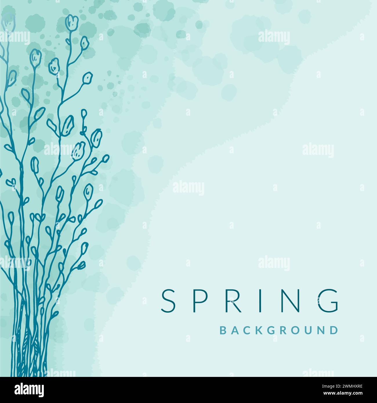Spring floral watercolor abstract backgroun. Social media square post ...