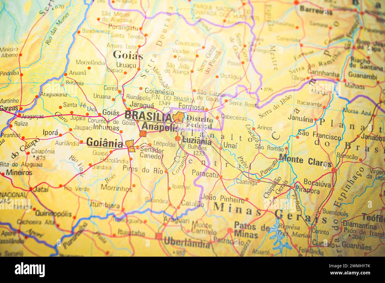 Atlas map of Brasilia in Brazil Stock Photo - Alamy