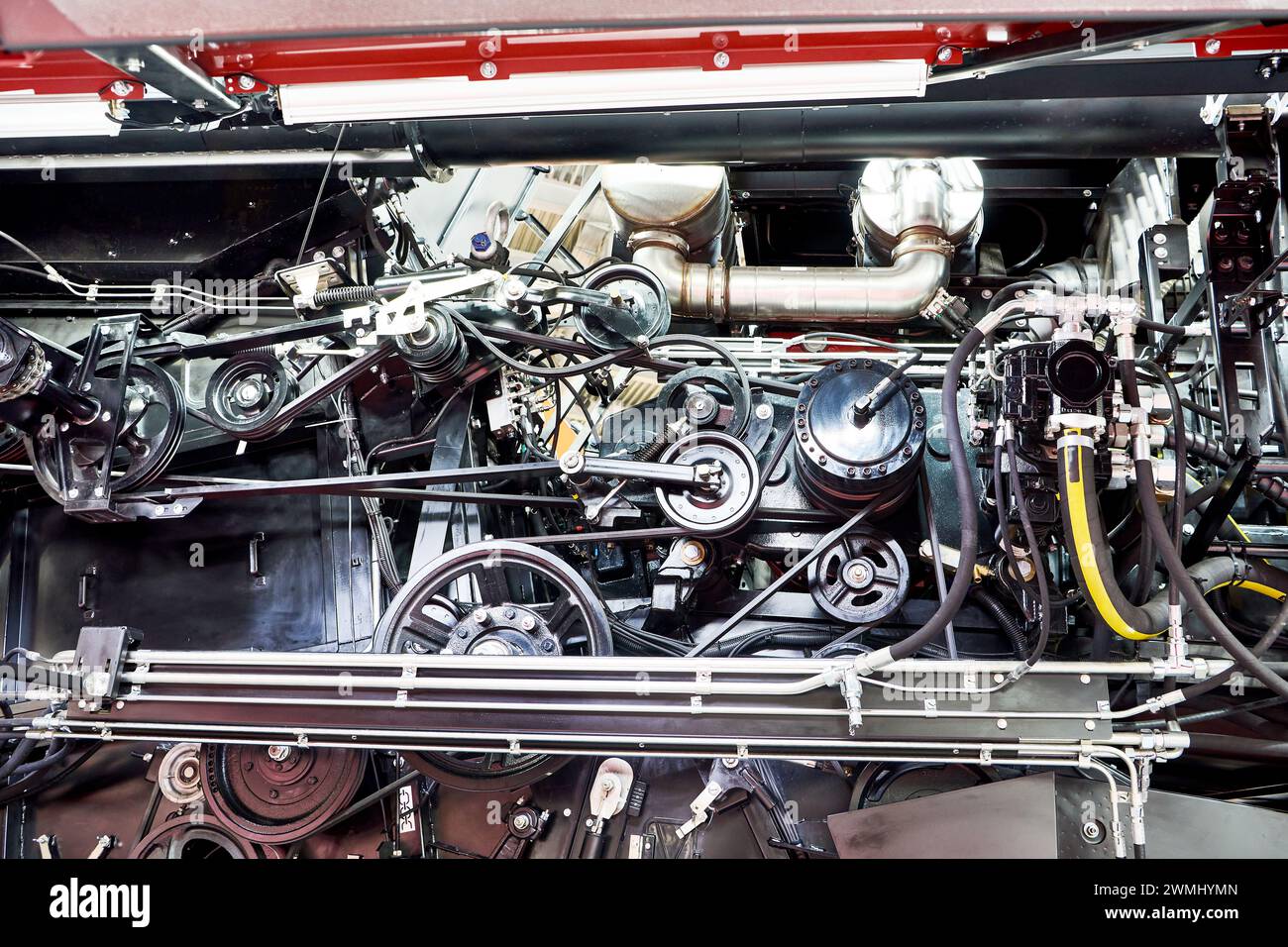Mechanism inside an agricultural combine Stock Photo - Alamy