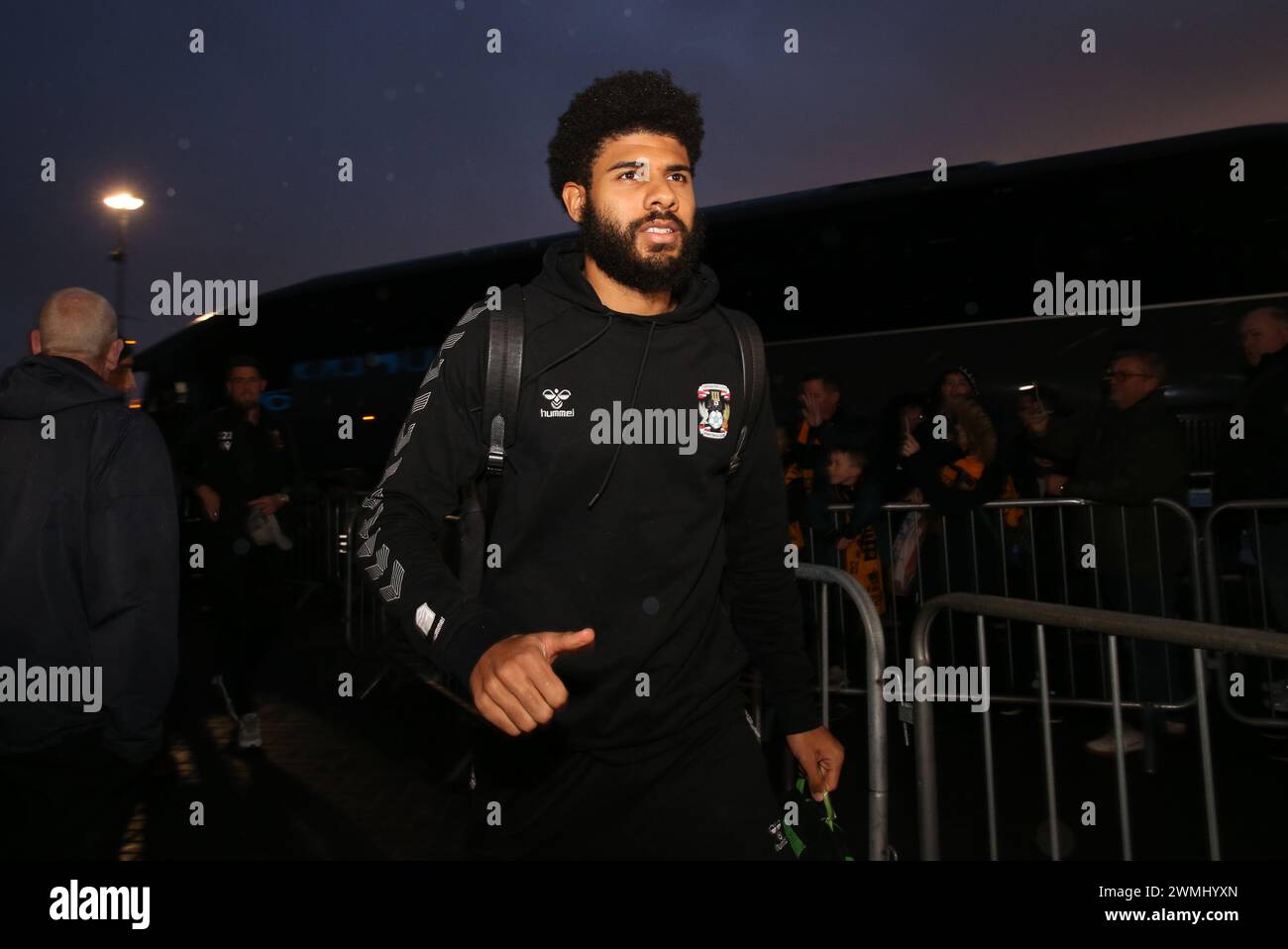 Coventry City's Ellis Simms as the team arrives before the Emirates FA ...
