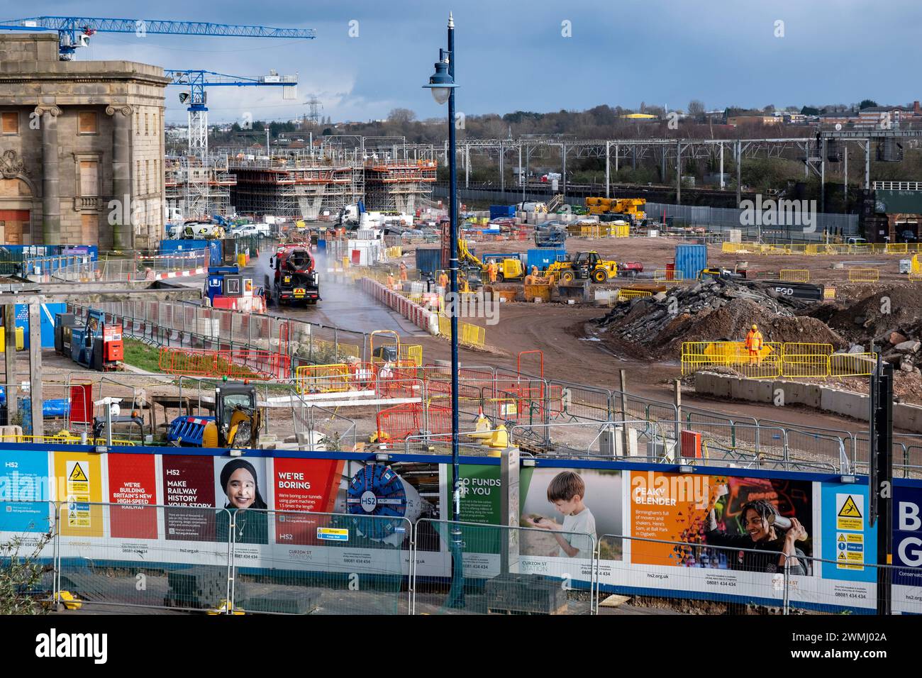 Construction site as supports for the incoming raised tracks begin to ...