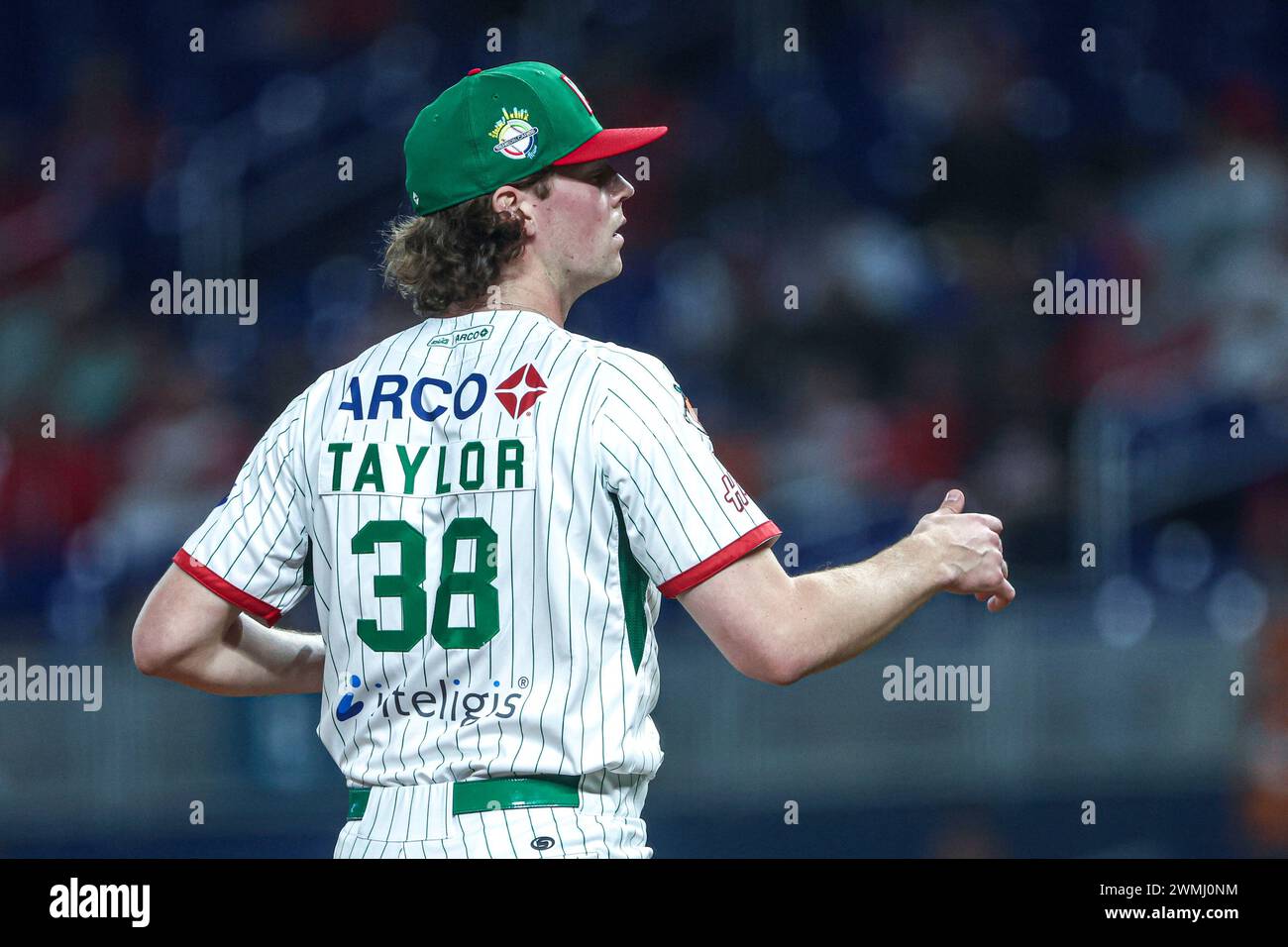MIAMI, FLORIDA - FEBRUARY 2: Curtis Taylor, pitcher Naranjeros de ...