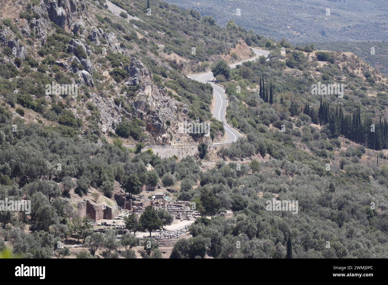 Delphi Archaeological UNESCO Site Greeceroad Stock Photo - Alamy