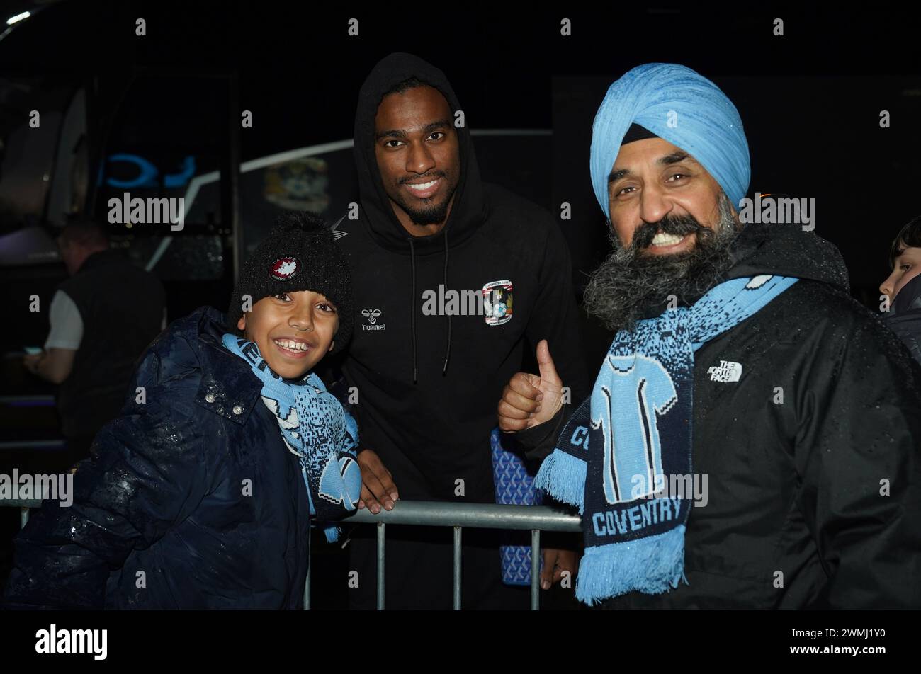 Coventry City's Haji Wright poses with fans before the Emirates FA Cup ...