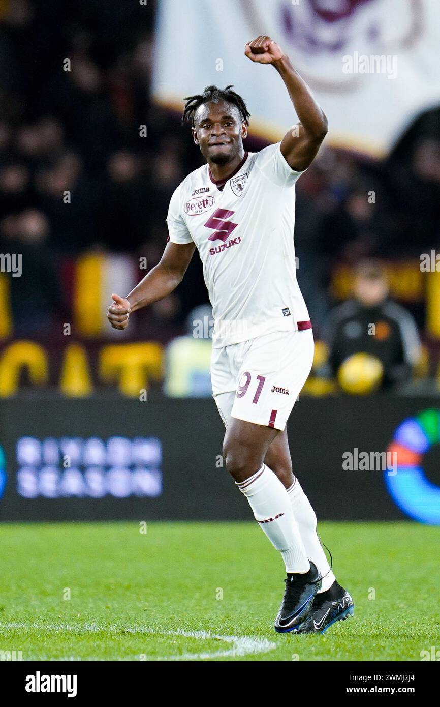Rome, Italy. 26th Feb, 2024. Duvan Zapata of Torino FC celebrates after ...