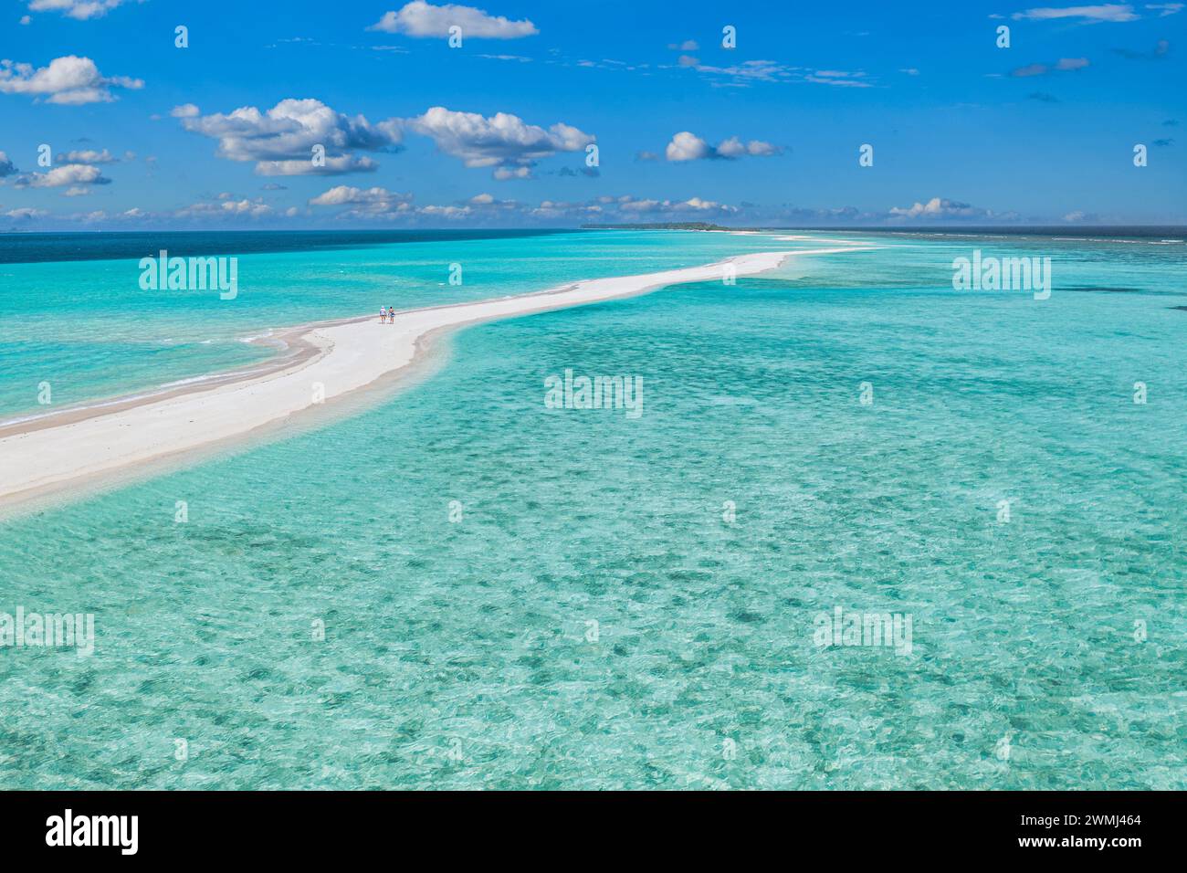 Beautiful aerial view of Maldives and tropical beach. Travel and ...