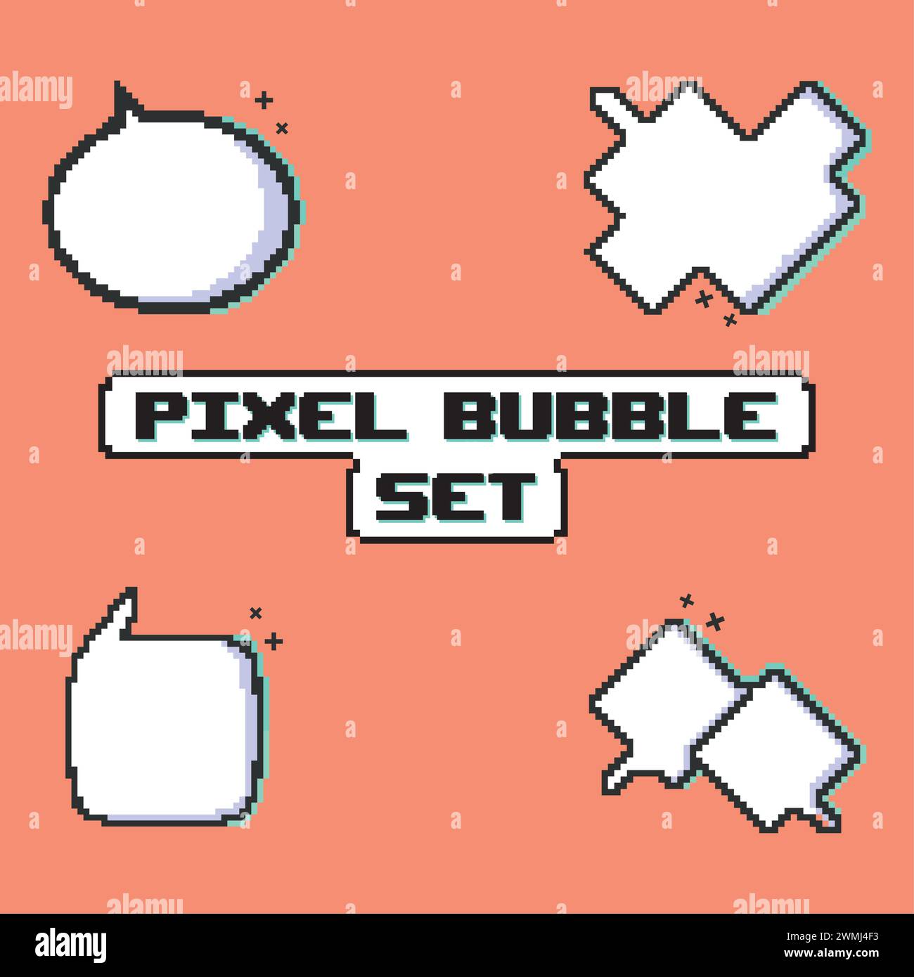 Pixelated comic bubble chats Set Vector Stock Vector Image & Art - Alamy