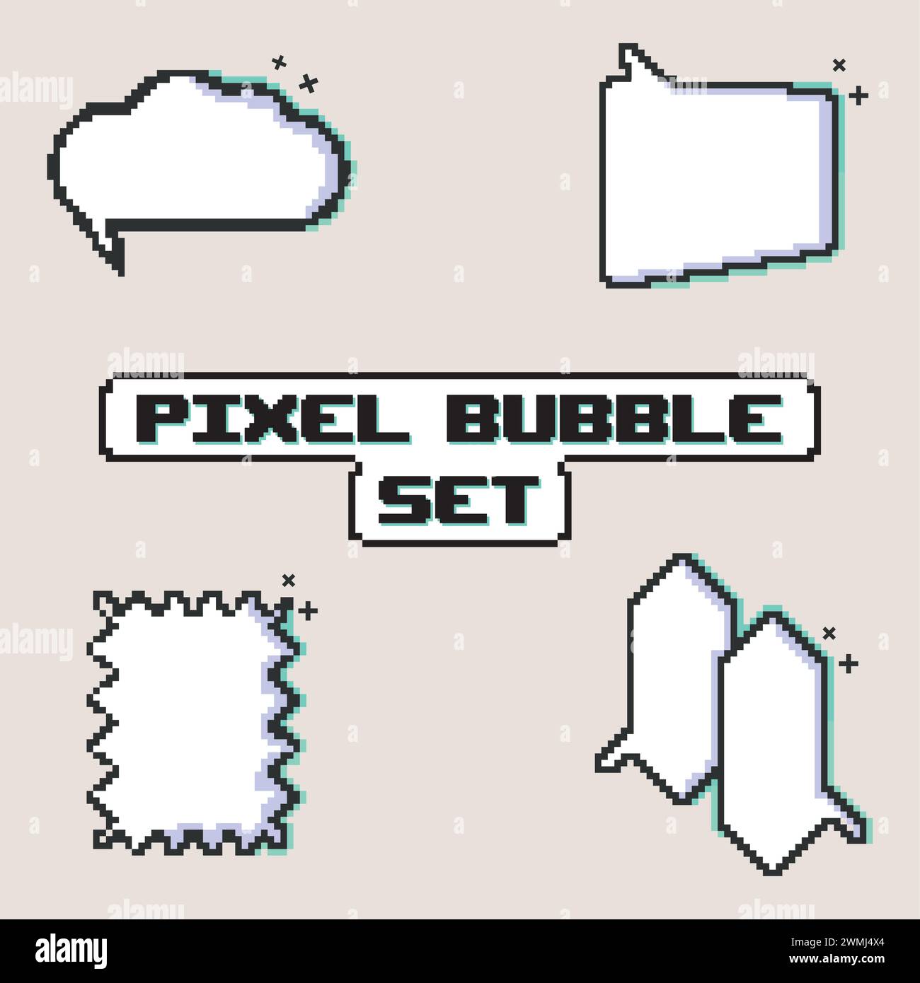 Pixelated comic bubble chats Set Vector Stock Vector Image & Art - Alamy