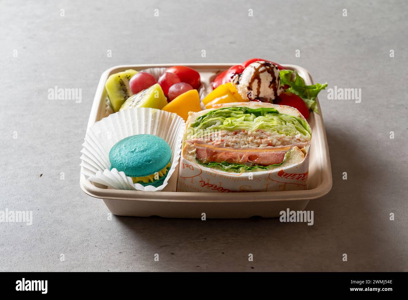 Sandwich Americano Coffee Ice Brunch Box Stock Photo - Alamy