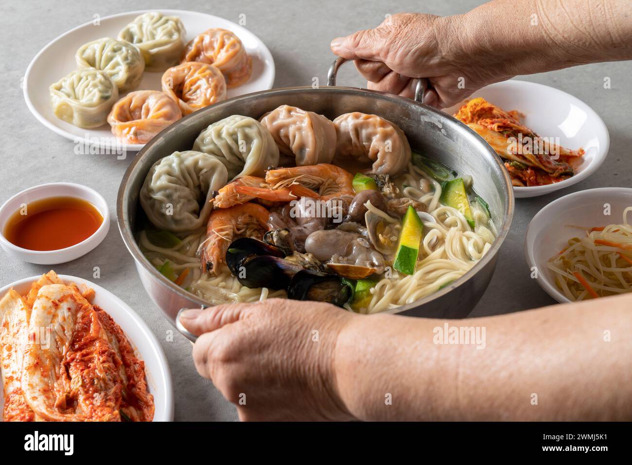Kalguksu Dumpling Seafood Dumpling Hot Pot noodle Korean food dish ...