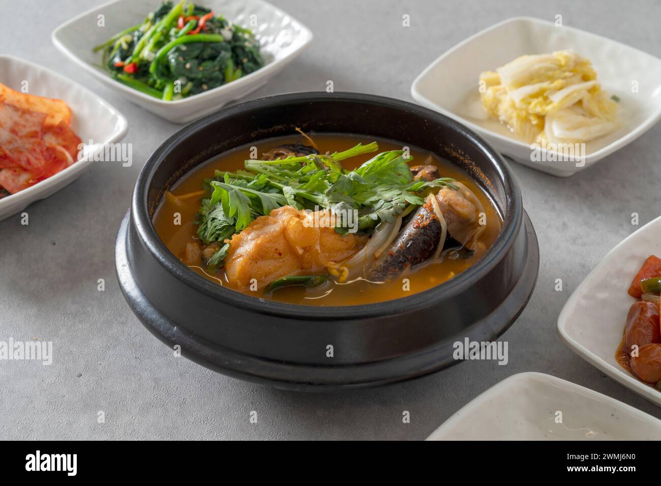 Korean food dish Puffer fish clear soup Puffer fish spicy soup Agum ...