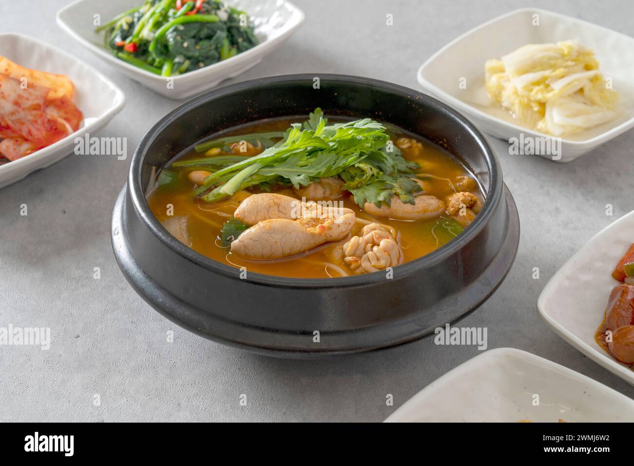 Korean food dish Puffer fish clear soup Puffer fish spicy soup Agum ...