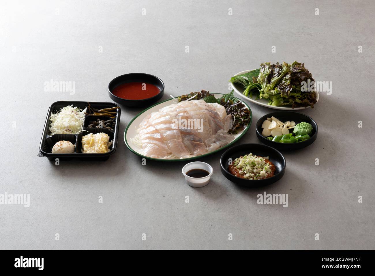 Raw flatfish, raw rockfish, raw beef, raw fish soup, raw fish soup ...