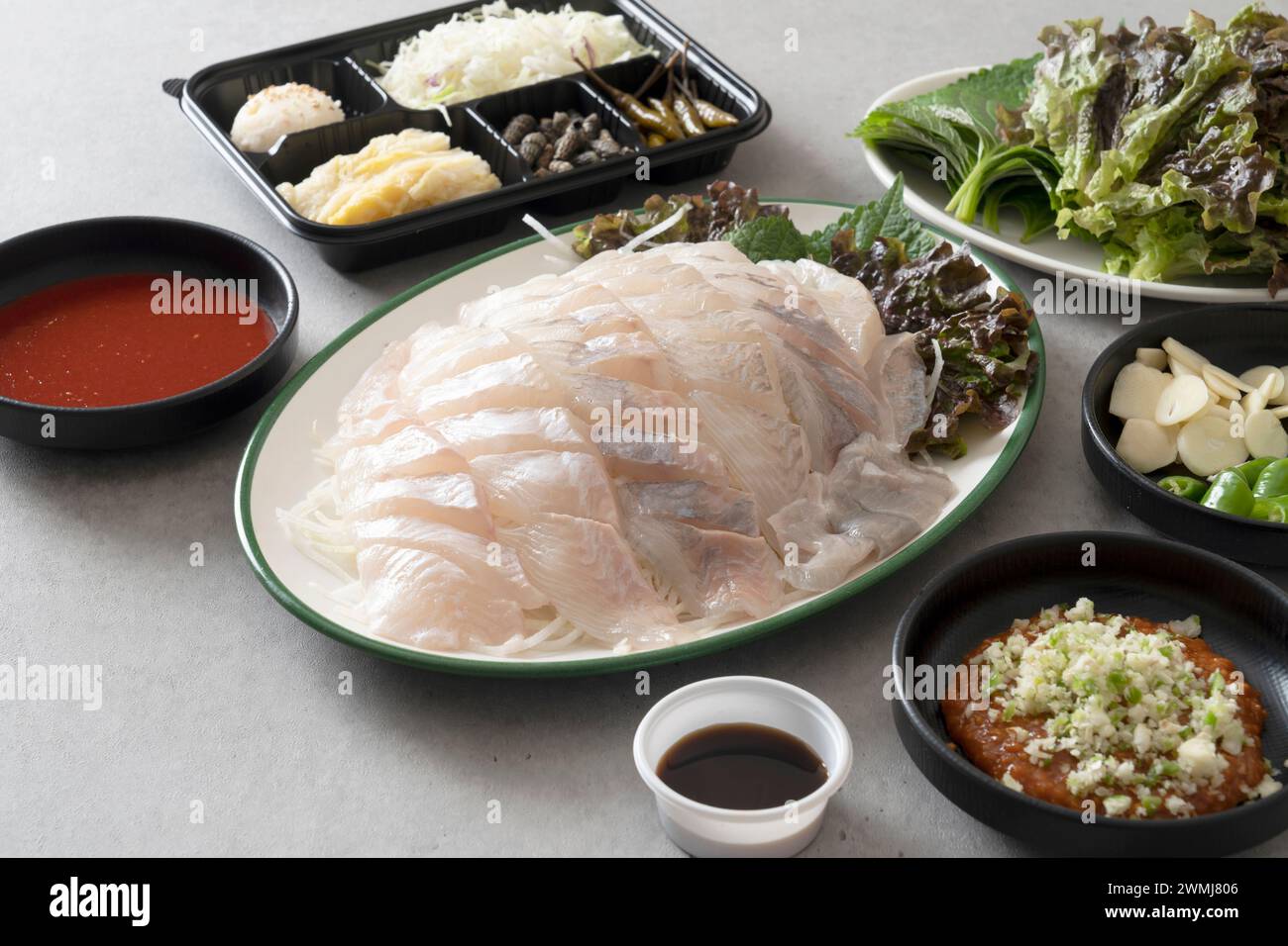 Raw flatfish, raw rockfish, raw beef, raw fish soup, raw fish soup ...