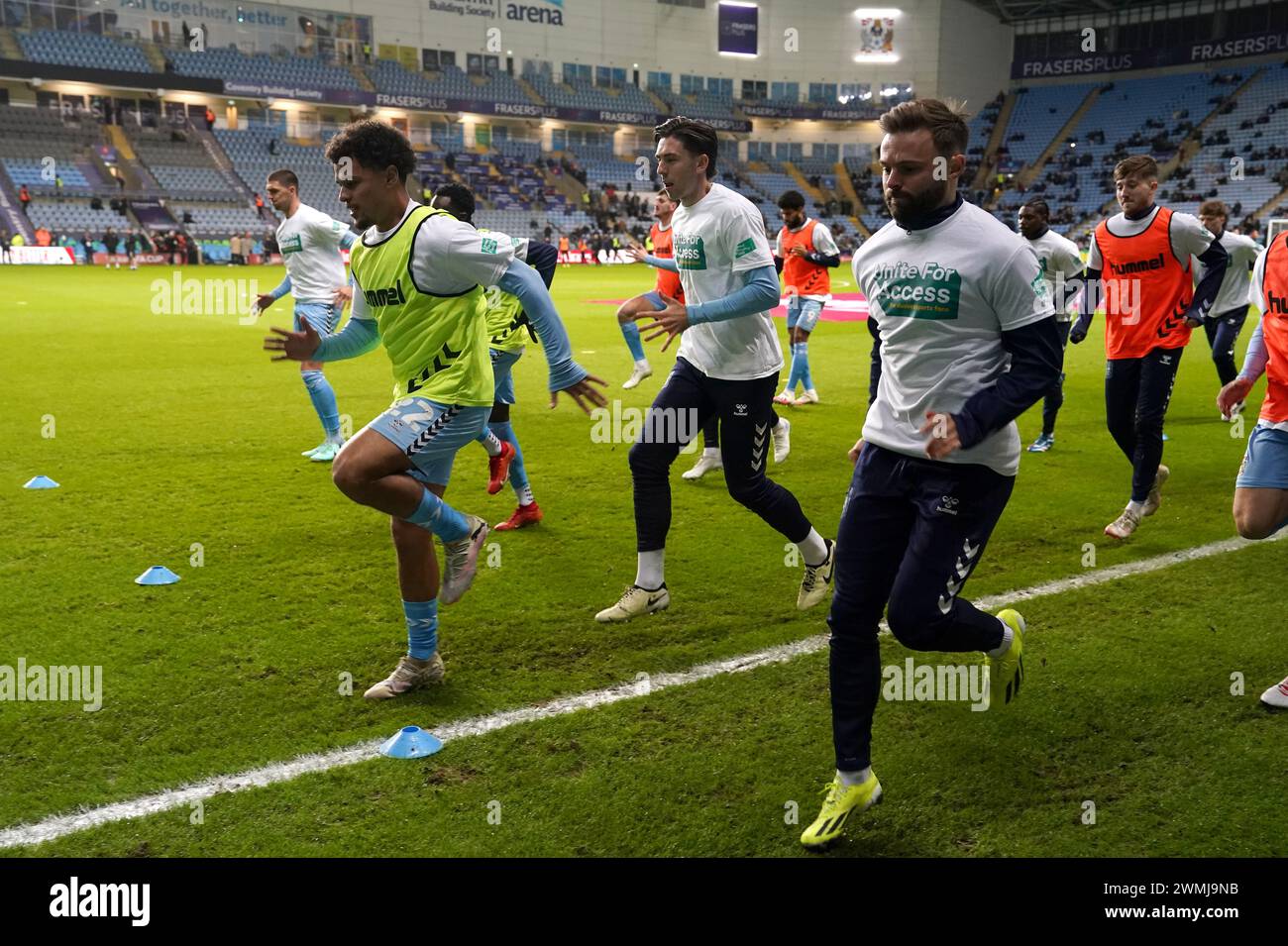 Left to right, Coventry City's Joel Latibeaudiere, Matthew Godden and ...