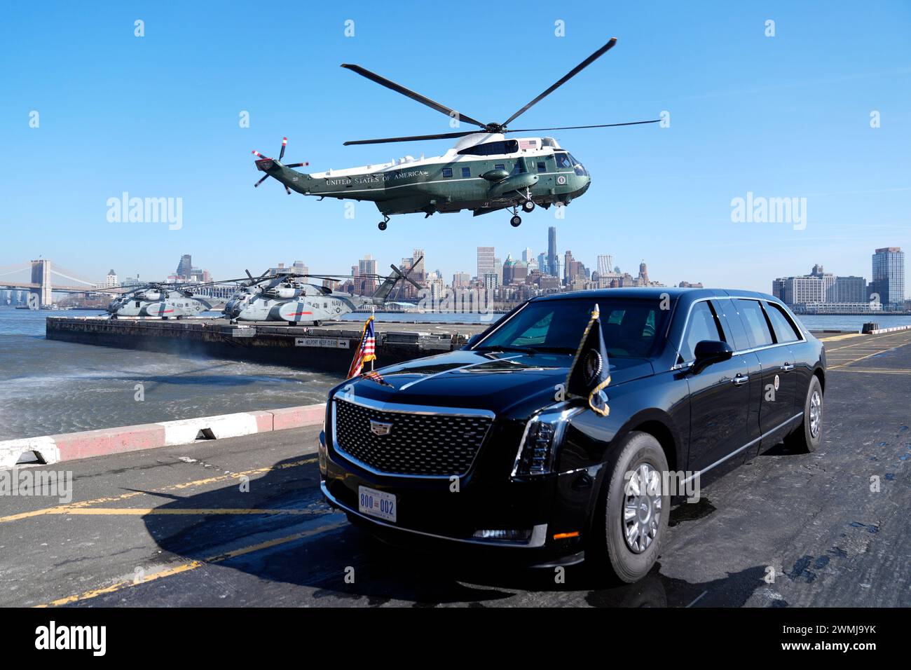 Marine One carrying President Joe Biden arrives at the Wall Street ...