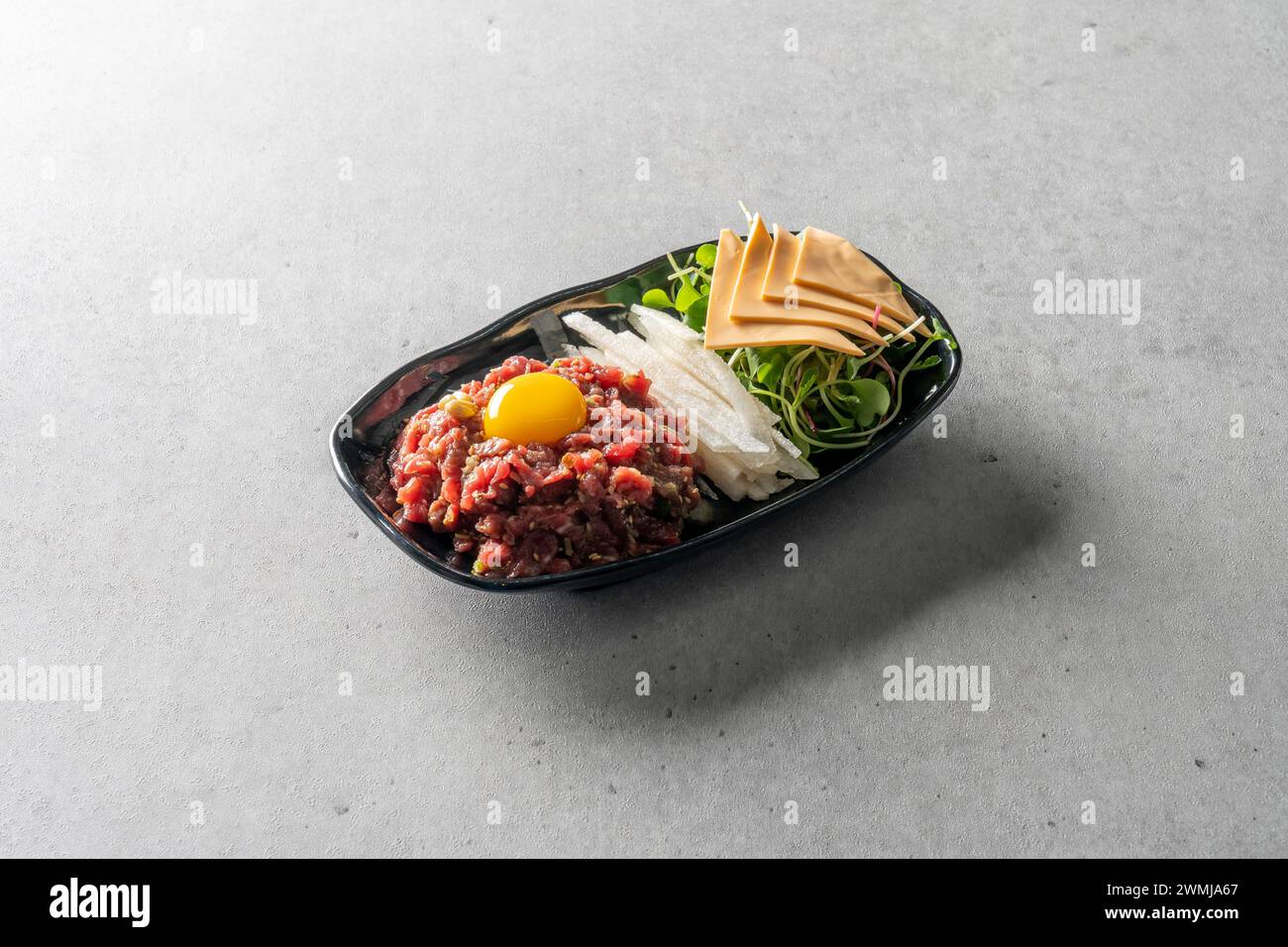 Korean food dish Beef tartare, beef sashimi, meat pancake, beef tartare ...