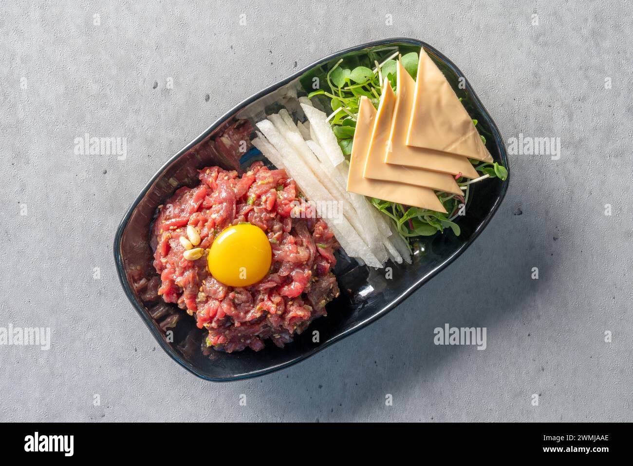 Korean food dish Beef tartare, beef sashimi, meat pancake, beef tartare ...
