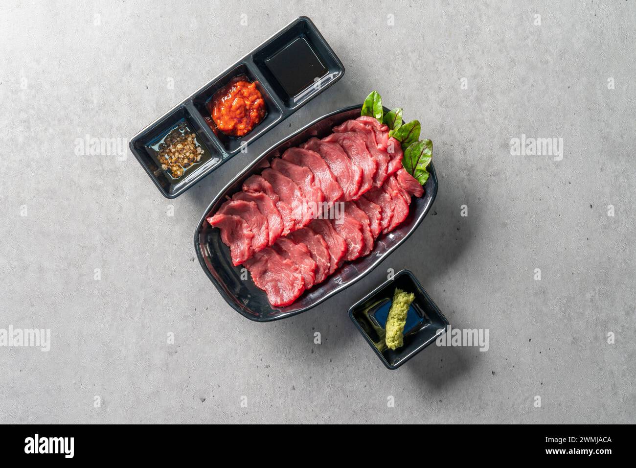 Korean food dish Beef tartare, beef sashimi, meat pancake, beef tartare ...