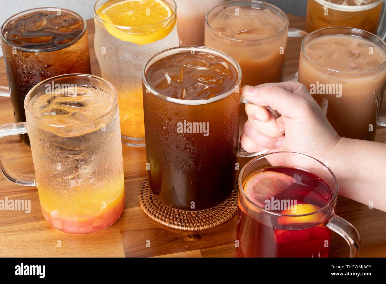 Jeju, tangerine tea, almond croffle, croissant, waffle, plain Stock ...