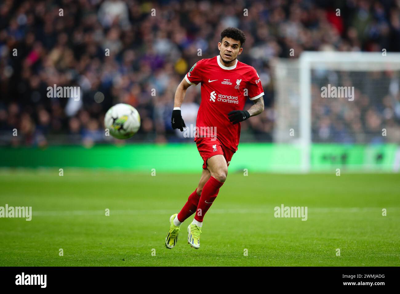 LONDON, UK - 25th Feb 2024: Lucas Diaz of Liverpool during the EFL ...