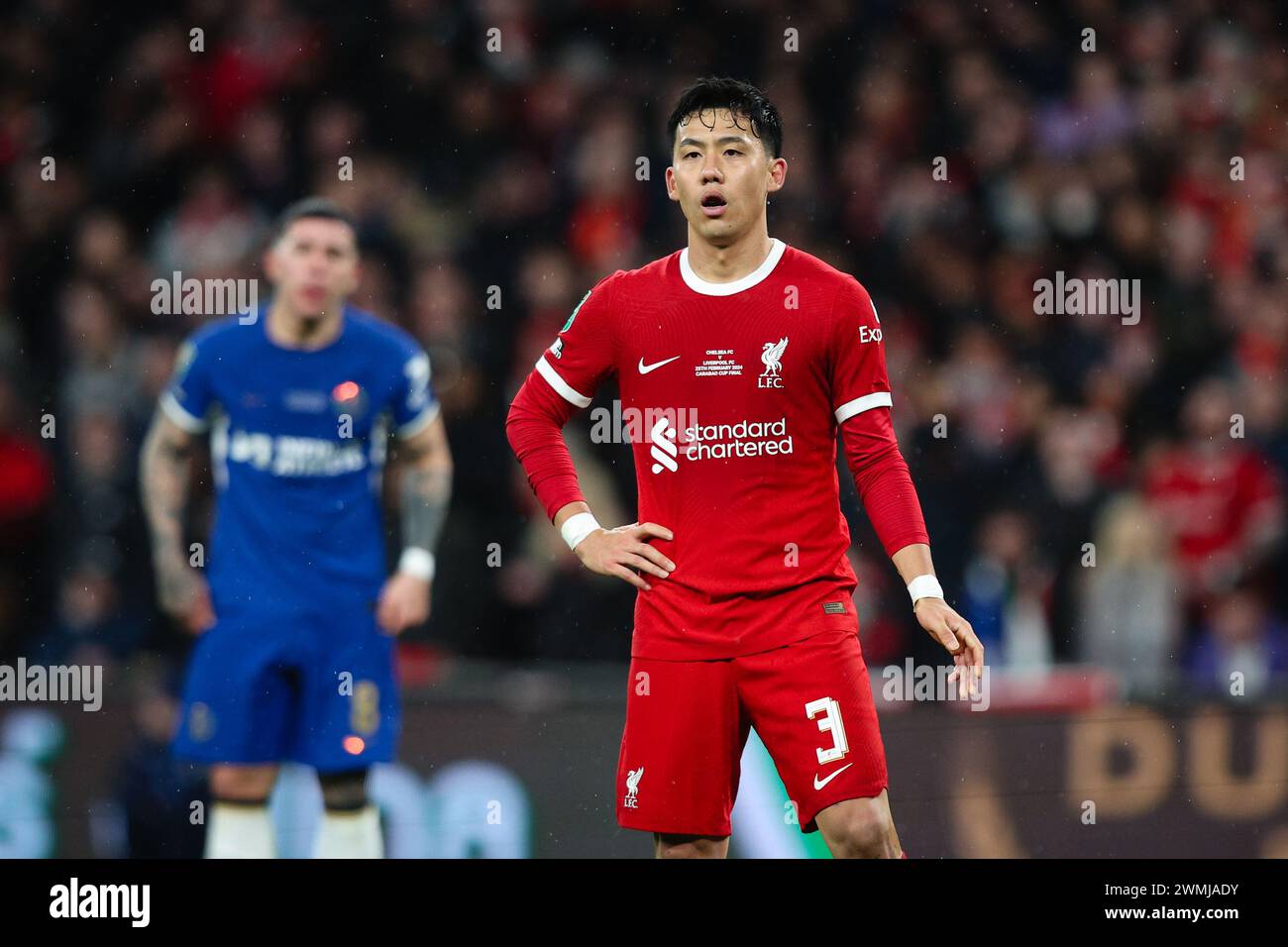 LONDON, UK - 25th Feb 2024: Wataru Endo of Liverpool looks on during ...