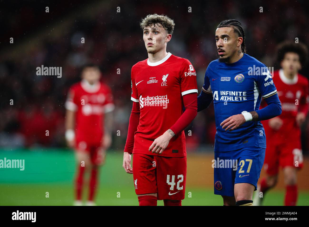 LONDON, UK - 25th Feb 2024: Bobby Clark of Liverpool looks on during ...