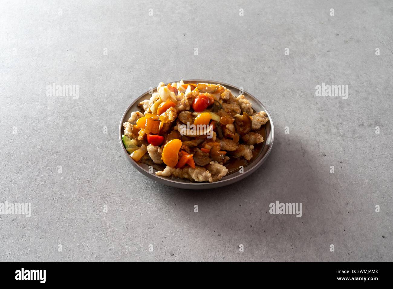 Korean food dish Ketchup tangsuyuk, sweet and sour pork, guobaorou ...