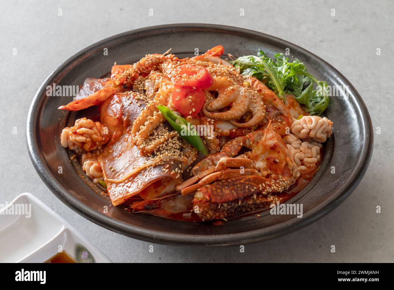 Steamed monkfish, steamed seafood, seafood stew, octopus hot pot Korean ...