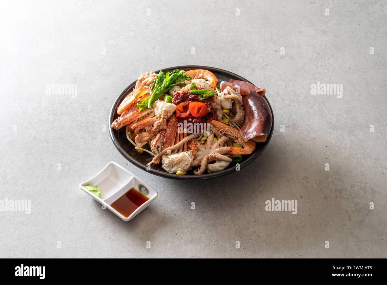 Steamed monkfish, steamed seafood, seafood stew, octopus hot pot Korean ...