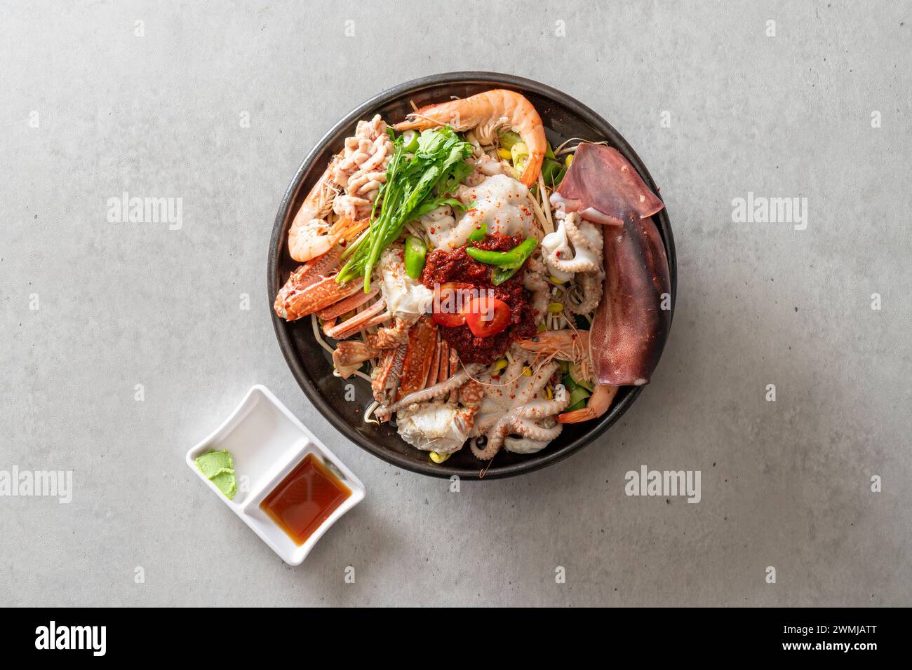 Steamed monkfish, steamed seafood, seafood stew, octopus hot pot Korean ...