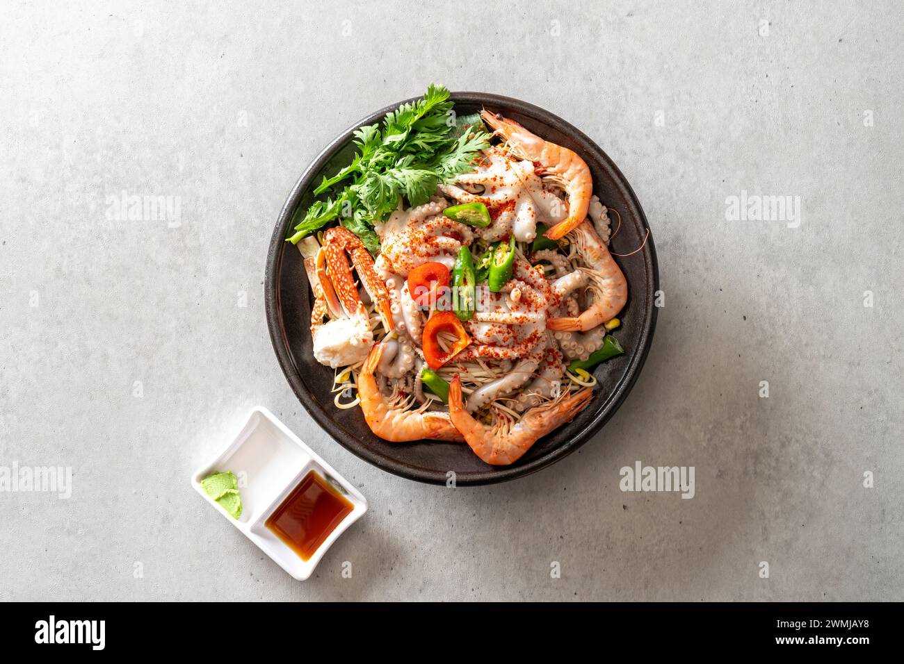 Steamed monkfish, steamed seafood, seafood stew, octopus hot pot Korean ...