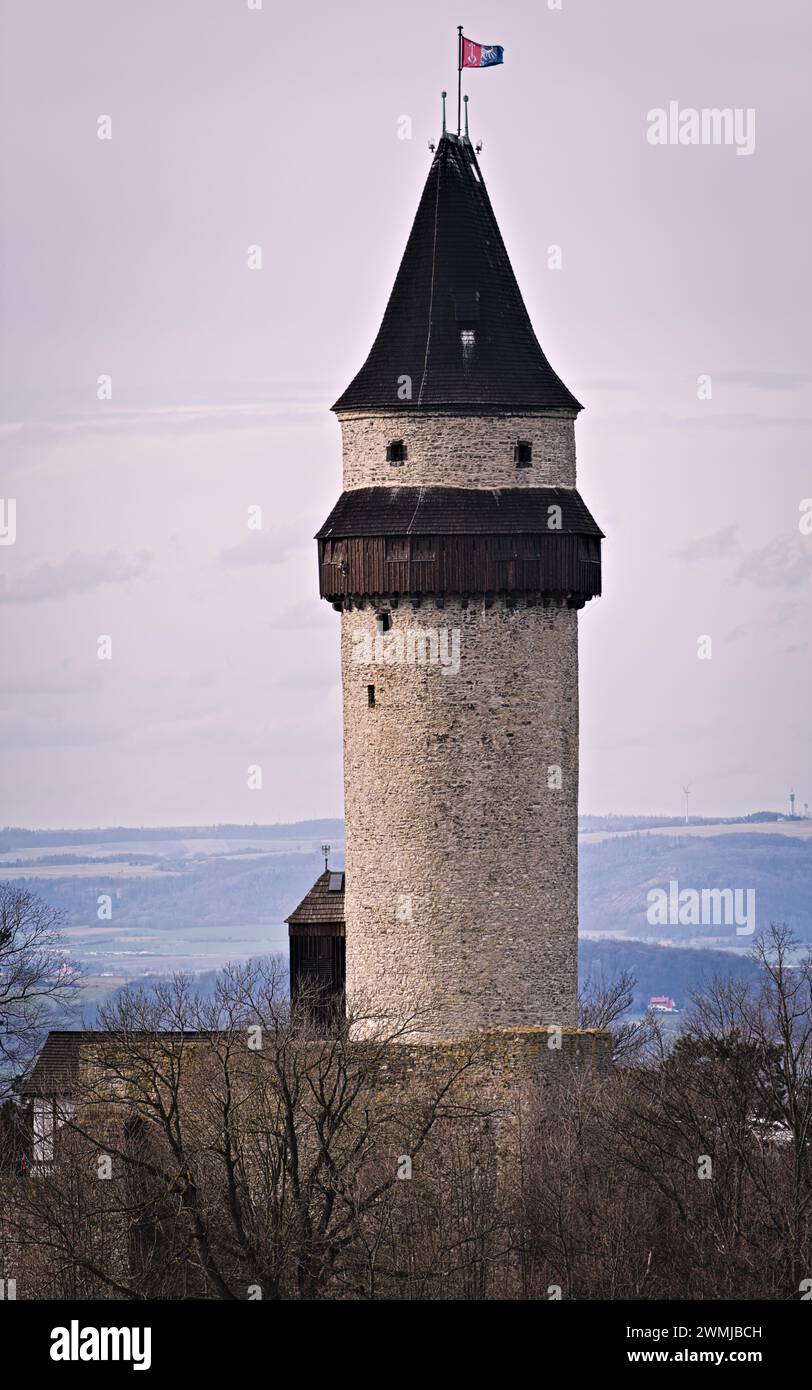 Stone tower of medieval castle Stramberska Truba from 13st century ...