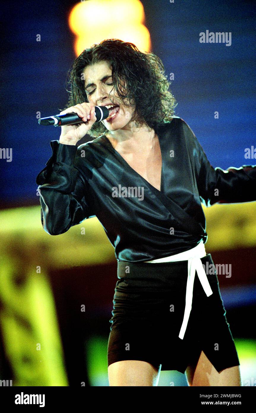 Verona Italy 09/09/2001: Giorgia, Italian singer, during the television ...