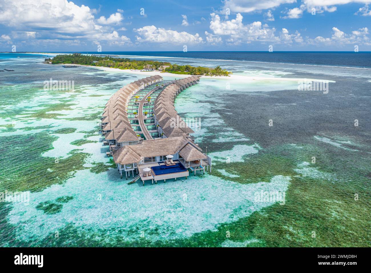 Maldives tourism paradise island. Tropical aerial landscape, seascape ...