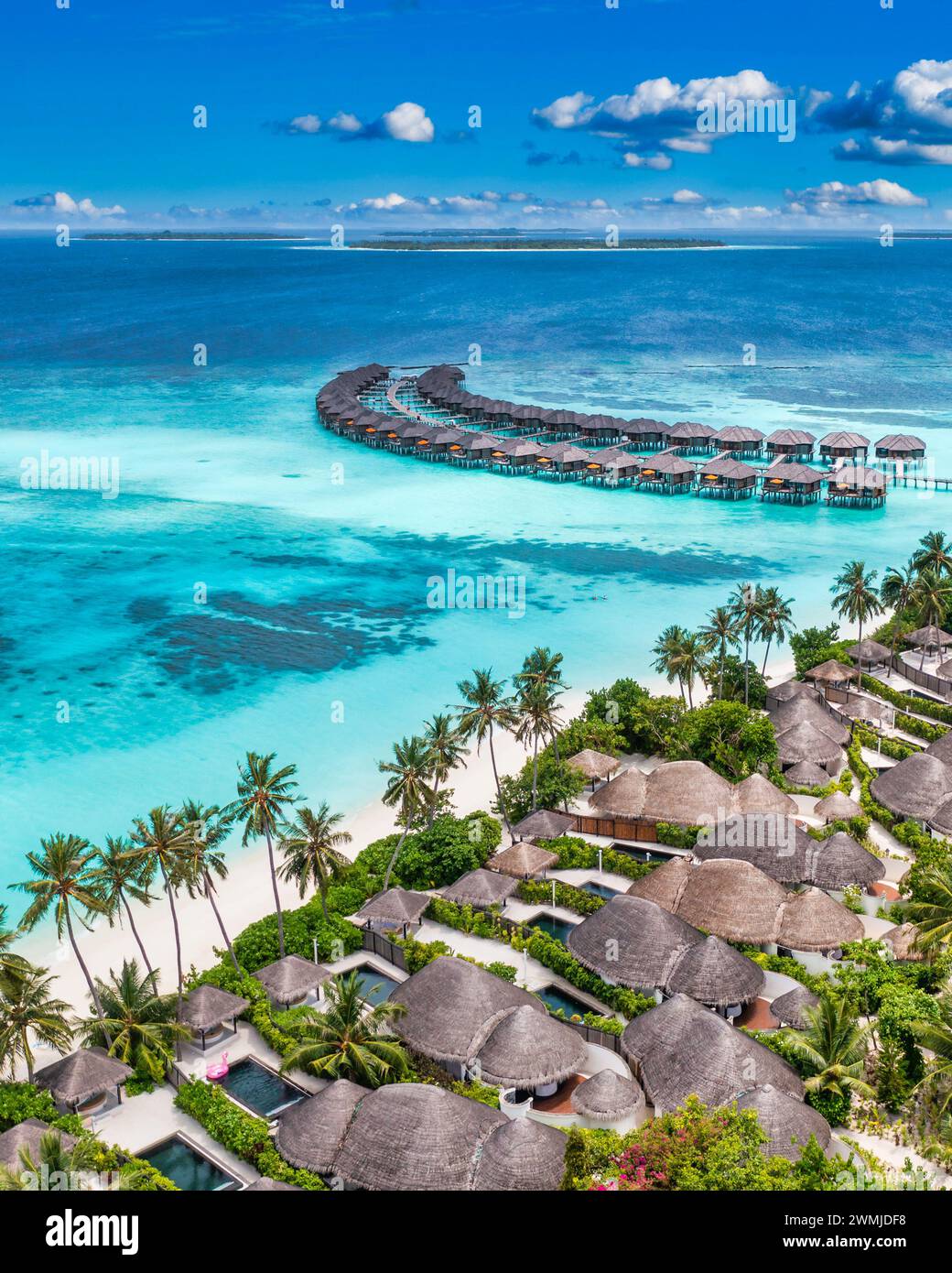 Maldives tourism paradise island. Tropical aerial landscape, seascape ...