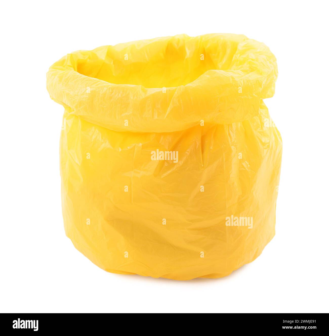 Yellow plastic garbage bag isolated on white Stock Photo - Alamy