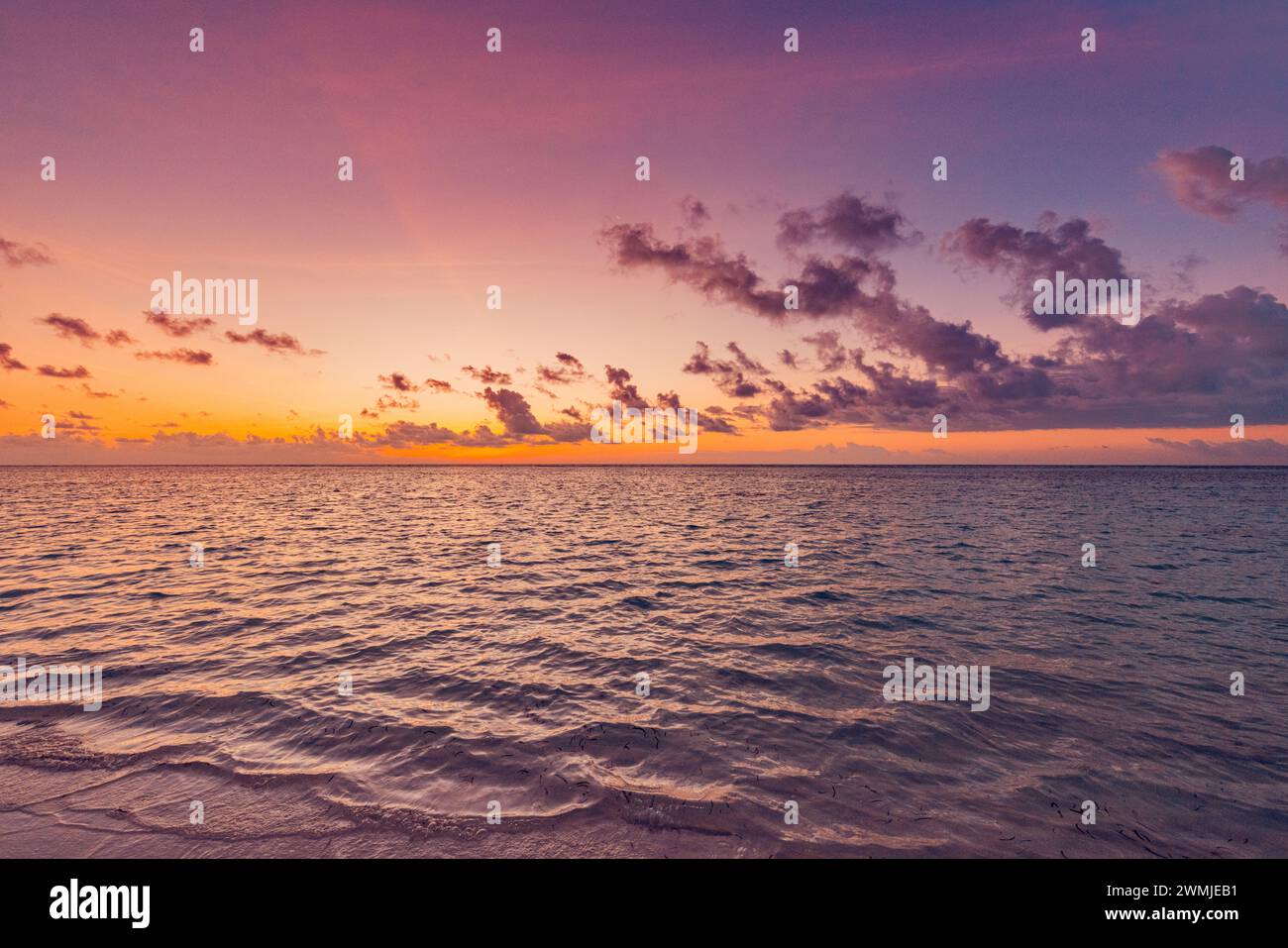 Sea sand sky beachfront sunset colors clouds, coast, horizontal ...