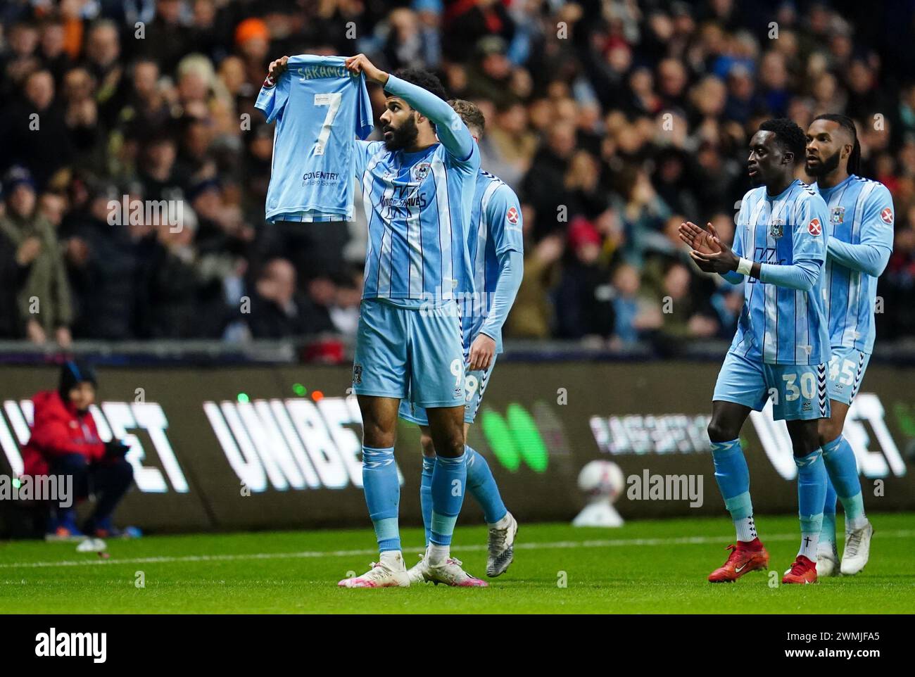 Coventry City's Ellis Simms celebrates scoring their side's first goal ...