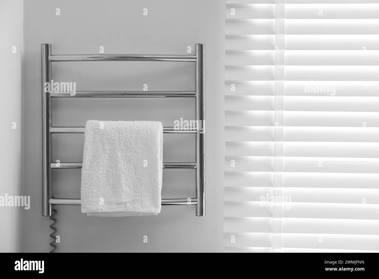 Modern heated towel rail Black and White Stock Photos & Images - Alamy