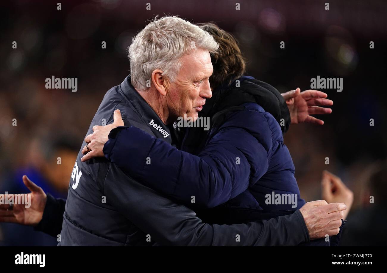 West Ham United manager David Moyes and Brentford manager Thomas Frank ...
