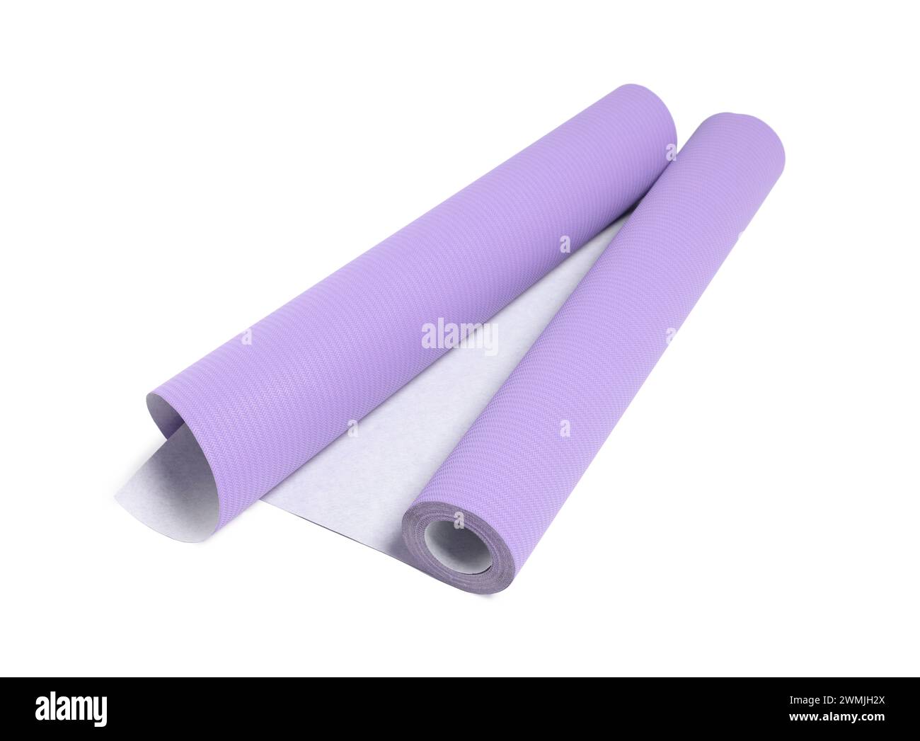 One violet wallpaper roll isolated on white Stock Photo - Alamy