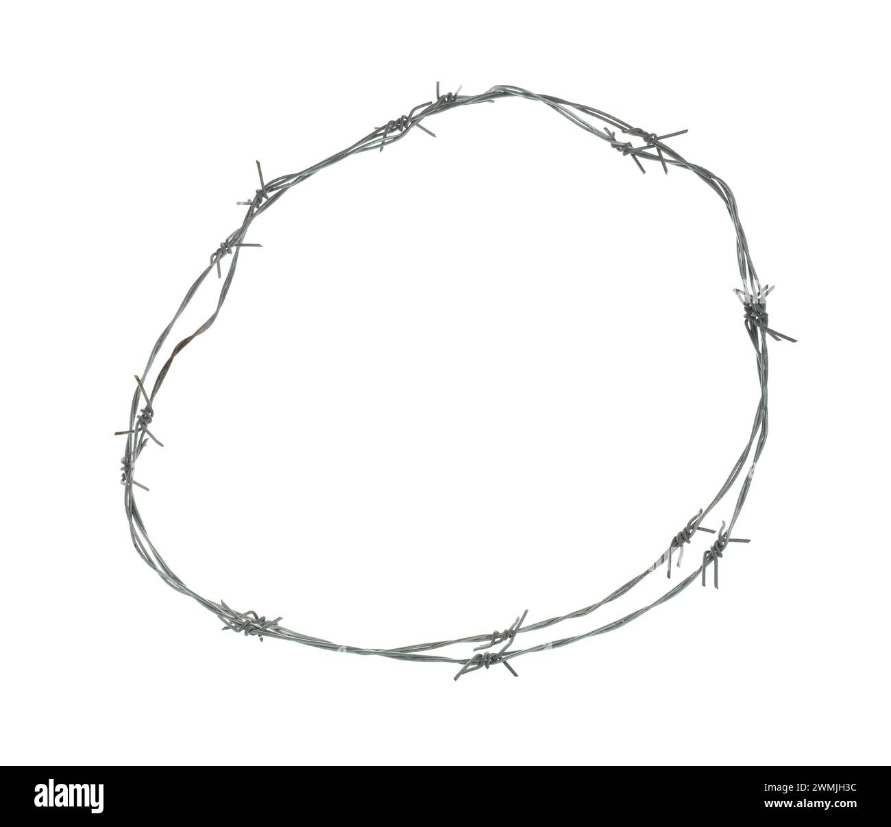 Shiny metal barbed wire isolated on white Stock Photo - Alamy