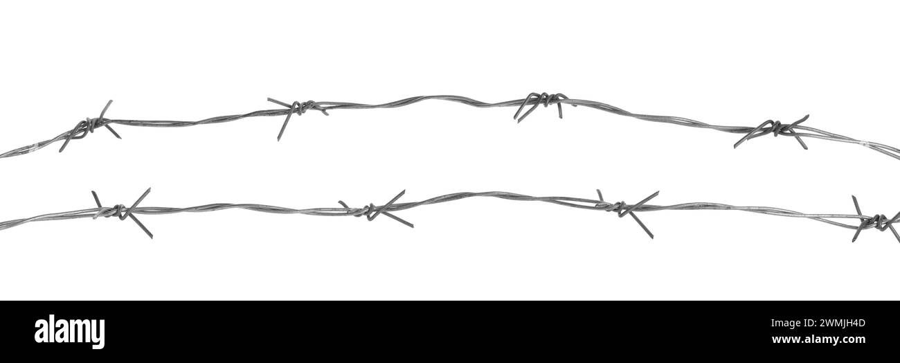 Shiny metal barbed wire isolated on white Stock Photo - Alamy