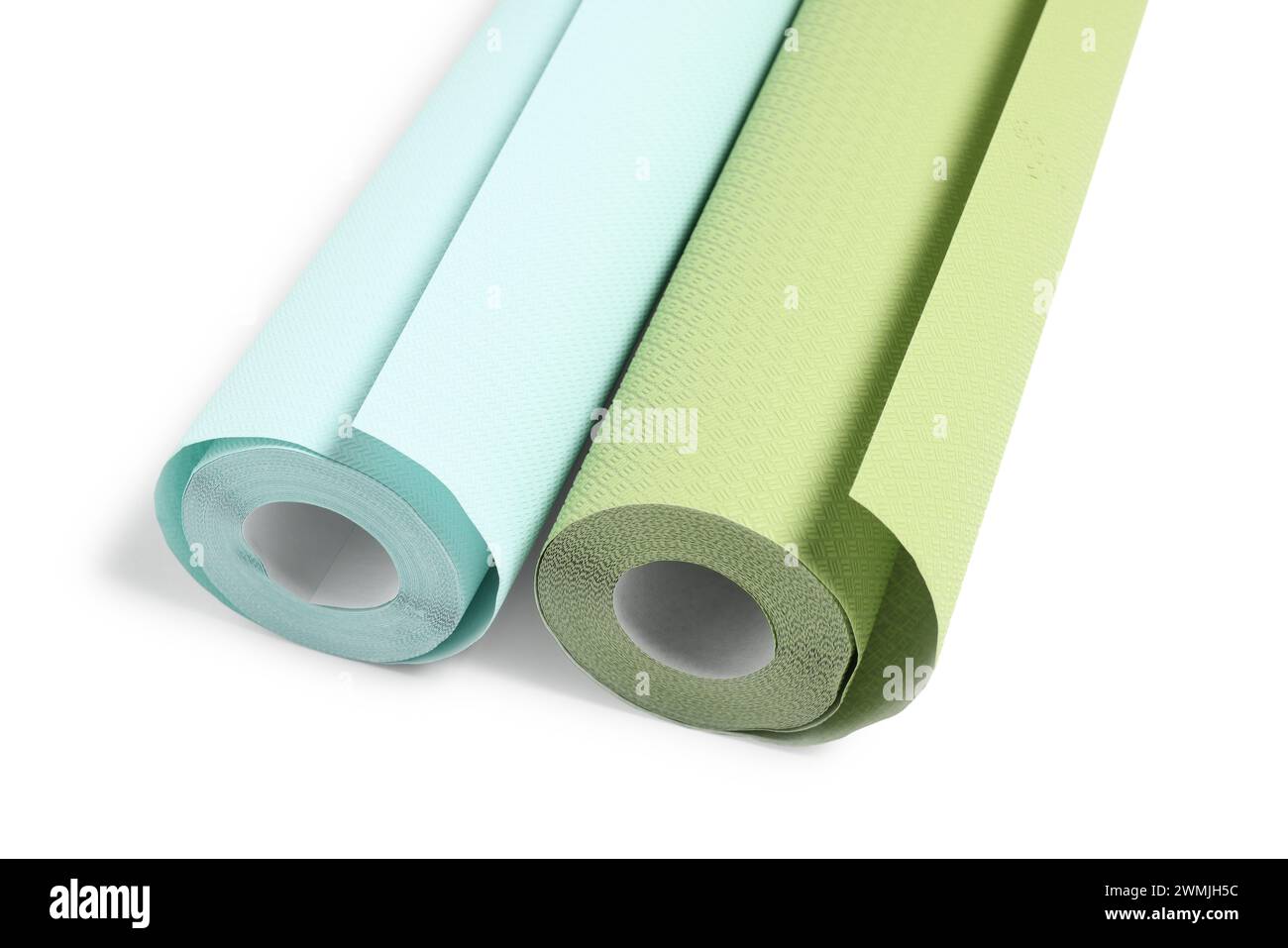 Two colorful wallpaper rolls isolated on white Stock Photo - Alamy